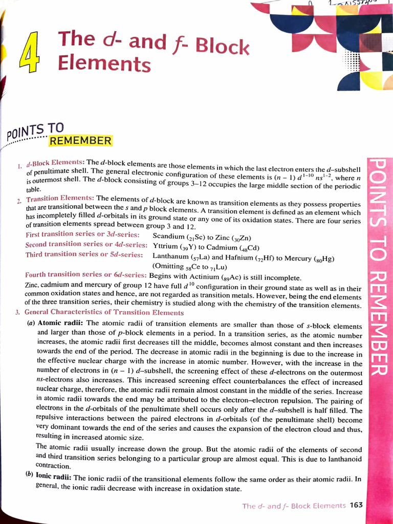 D-F Block Elements | PDF