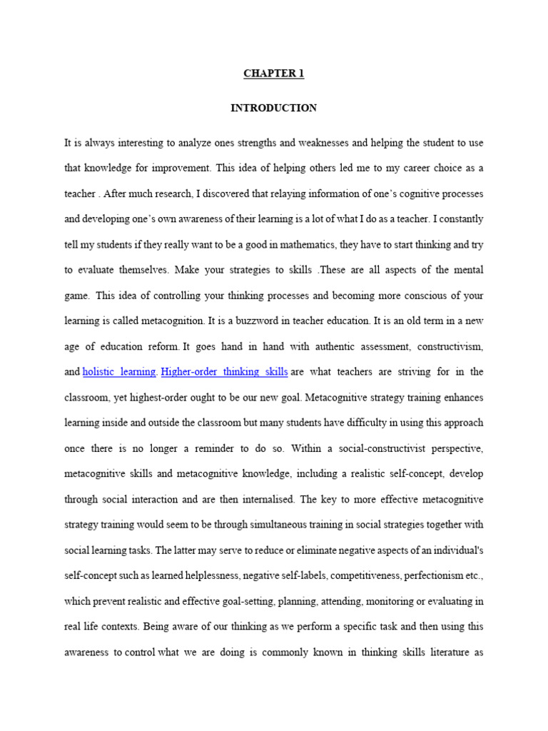 Metacognition Researchdocx | PDF | Metacognition | Learning