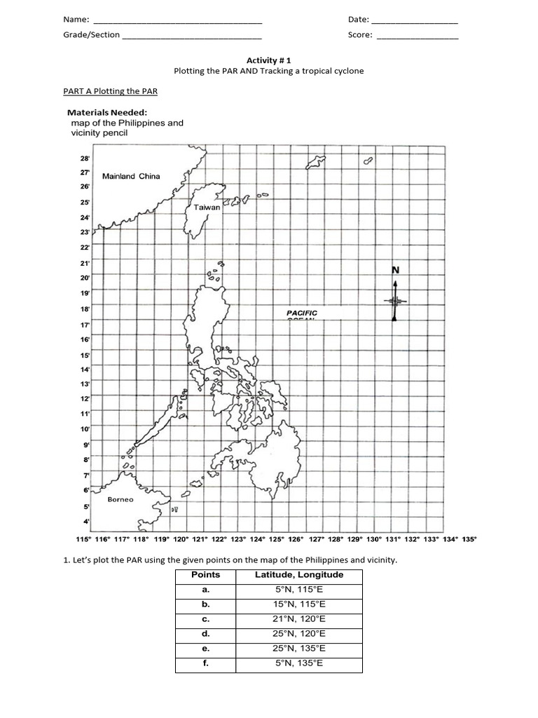 Act 1 Plotting The PAR AND Tracking A Tropical Cyclone | PDF