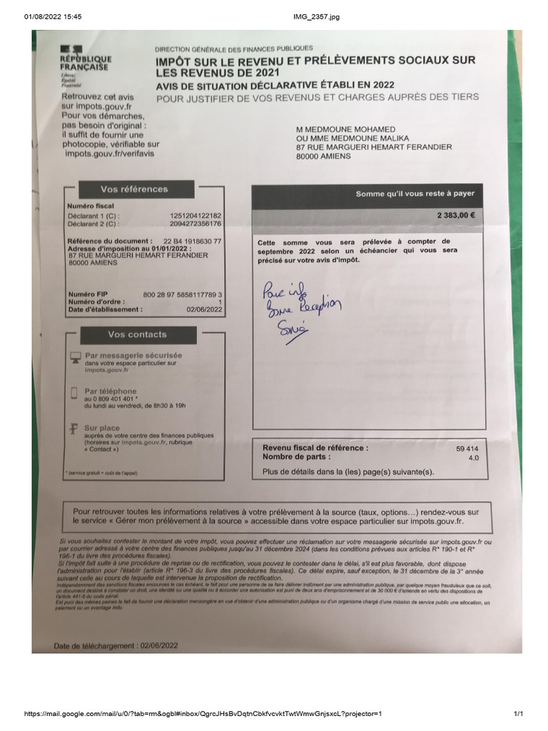 Avis Fiscal 2022 1 | PDF