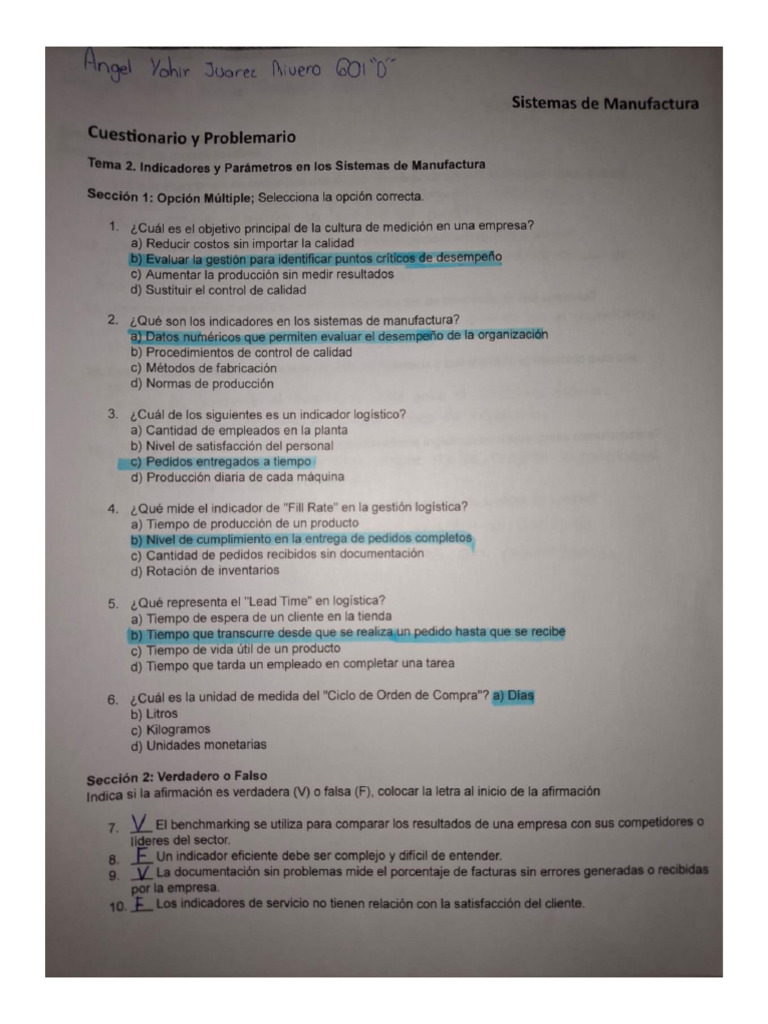 Tema 2. Cuestionario y Problemario (1) | PDF