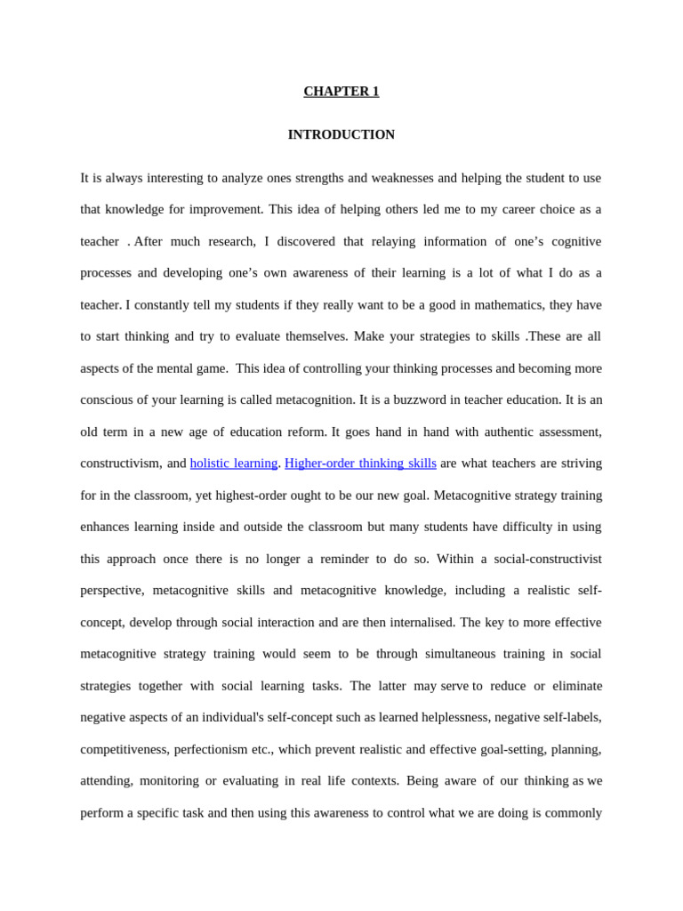 Metacognition Researchdocx | PDF | Metacognition | Learning