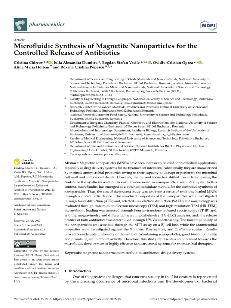 Microfluidic Synthesis of Magnetite Nanoparticles | PDF | Nanoparticle