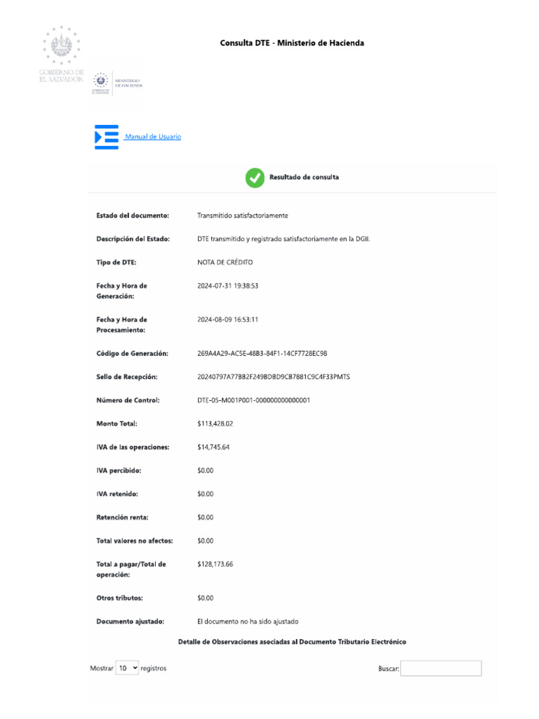 Ejemplo Consulta Dte | PDF