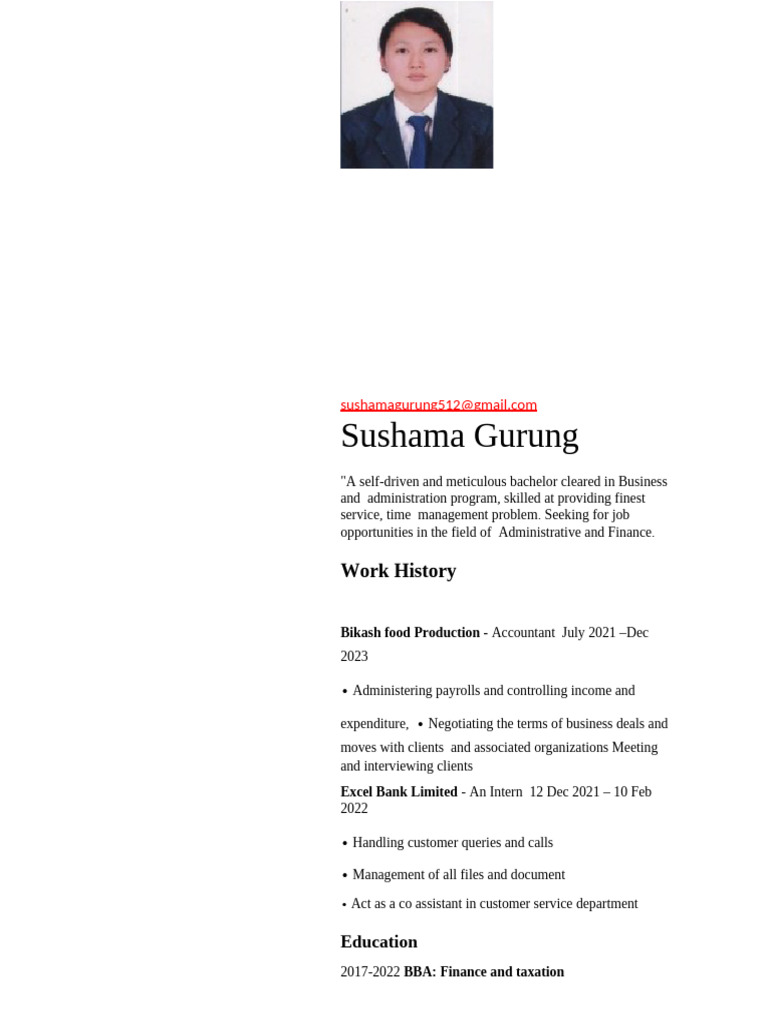 Sushma CV | PDF