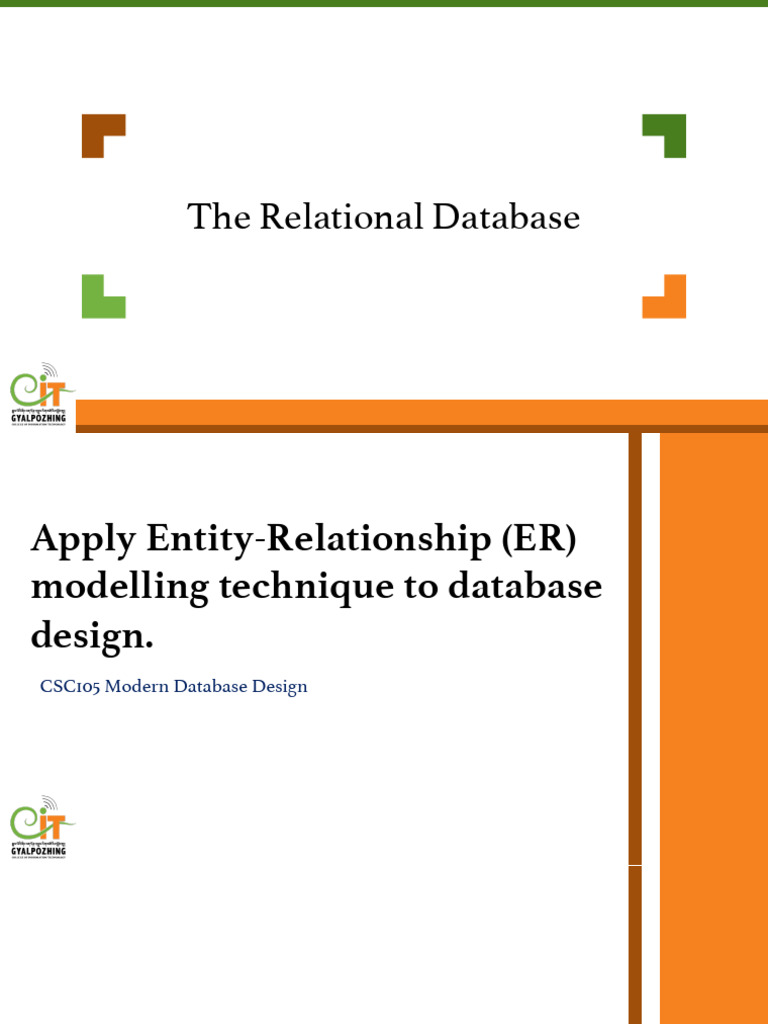 07 - Entity Relationship Representations | PDF | Conceptual Model | Database Design