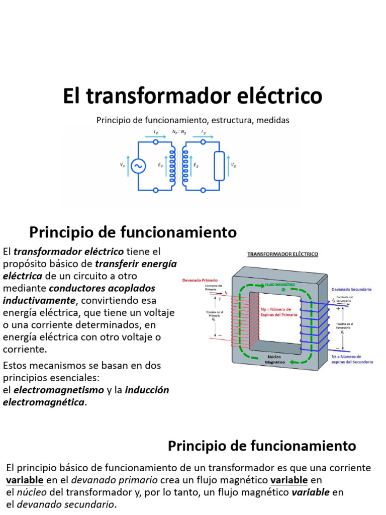 Presentacion transformador eléctrico | PDF | Transformador | Inductor