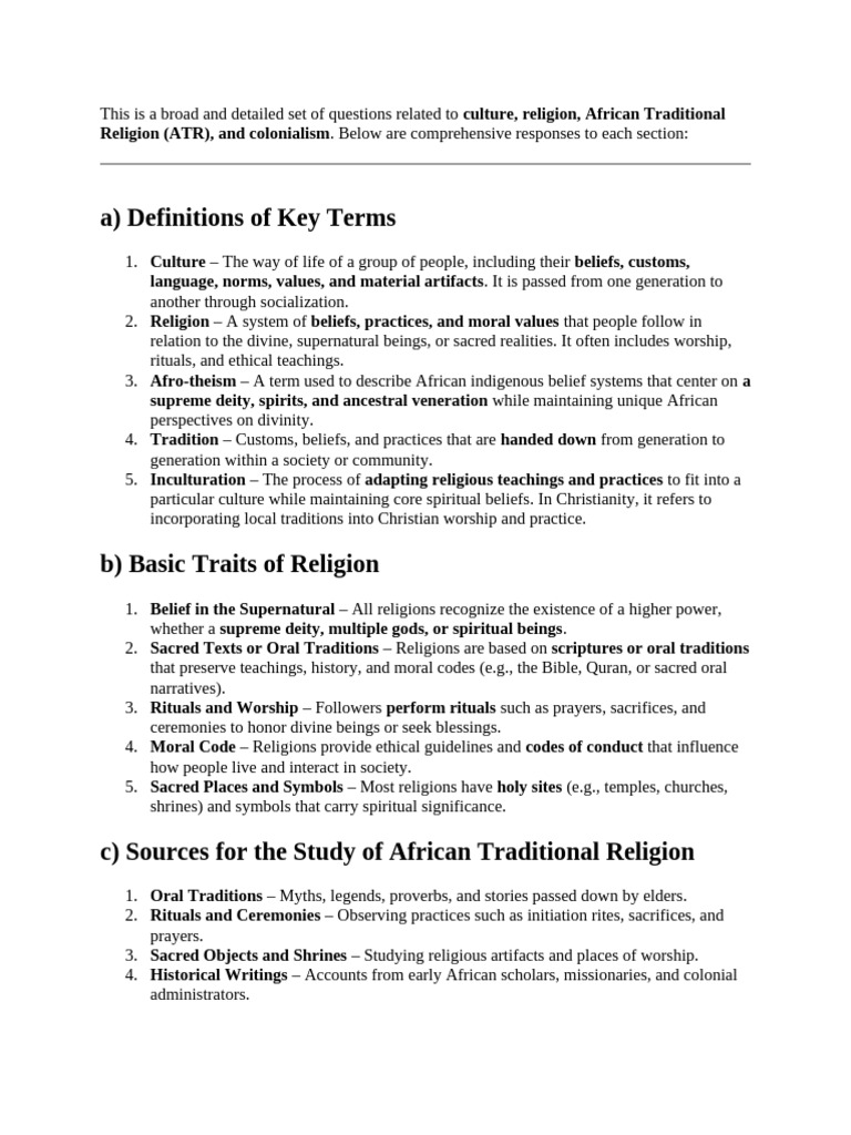 introduction to african culture and religion 2 | PDF | Deities | Rituals