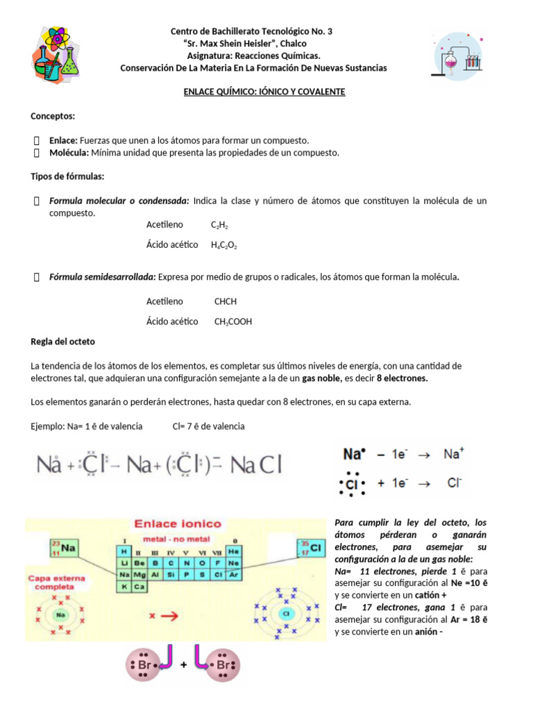 Enlaces Químicos y Fórmulas Moleculares | PDF | Enlace químico | Enlace ...