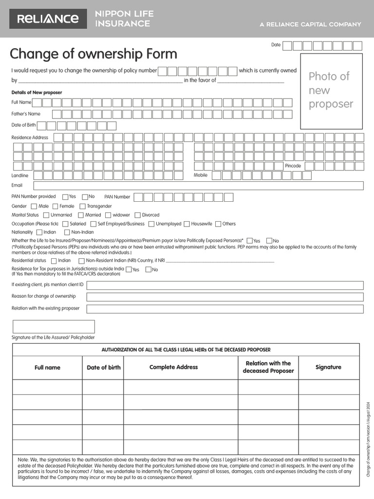 change-of-ownership-form_oct24_01 | PDF | Insurance