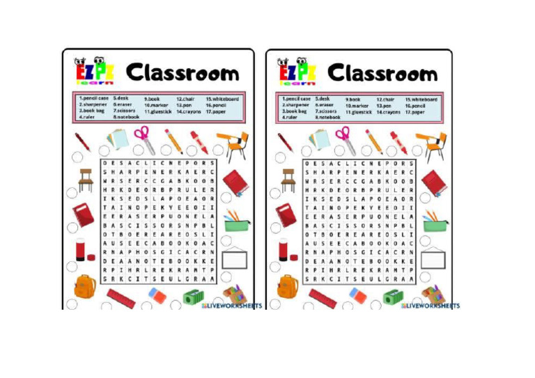 School Objects word search 4º ano | PDF