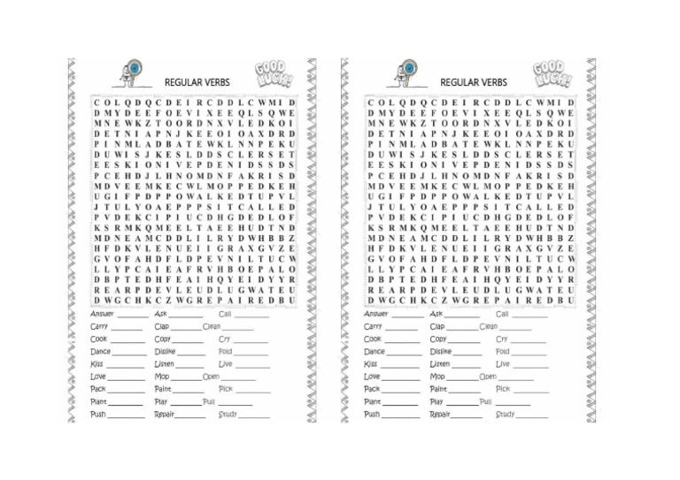 Regular Verbs Word Search | PDF