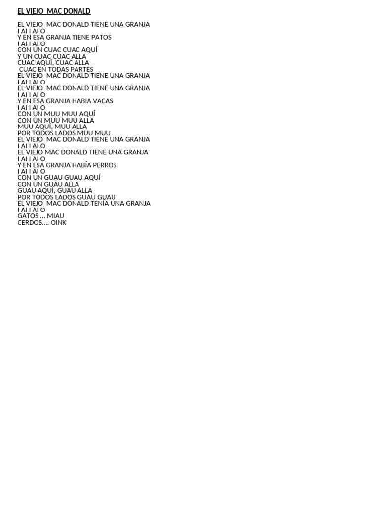 El Viejo Mac Donald | PDF