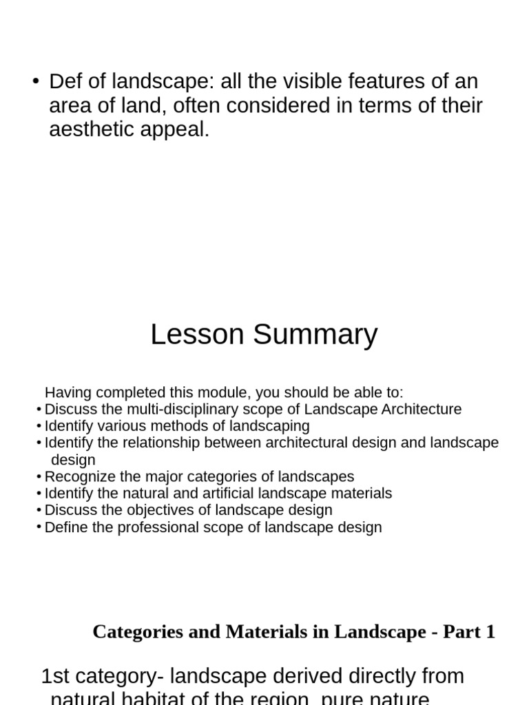 Landscape Architecture Overview and Design | PDF | Nature | Landscape