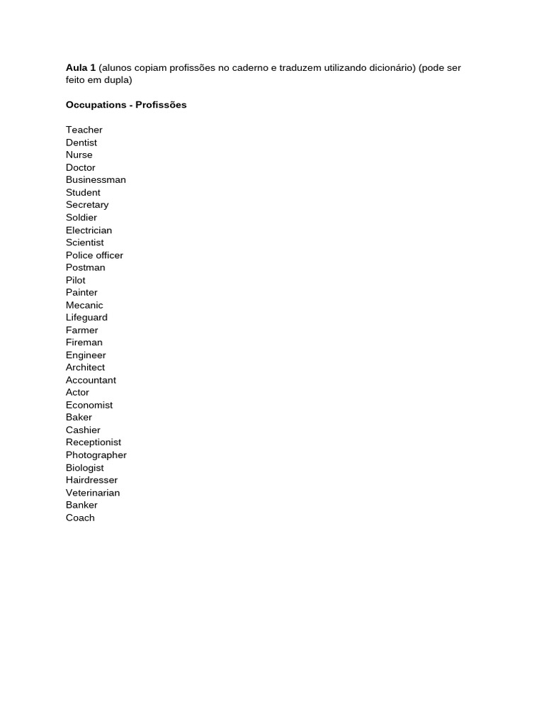 Occupations - Vocabulary | PDF