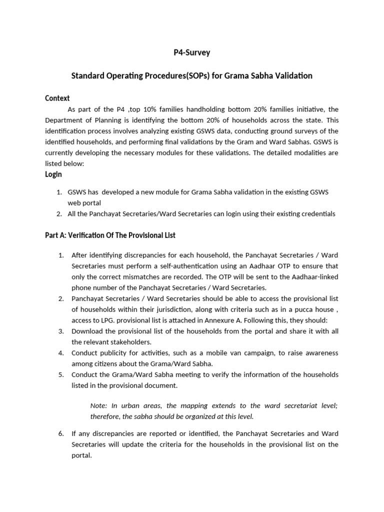 SOP For Grama Sabha Validation V2 | PDF
