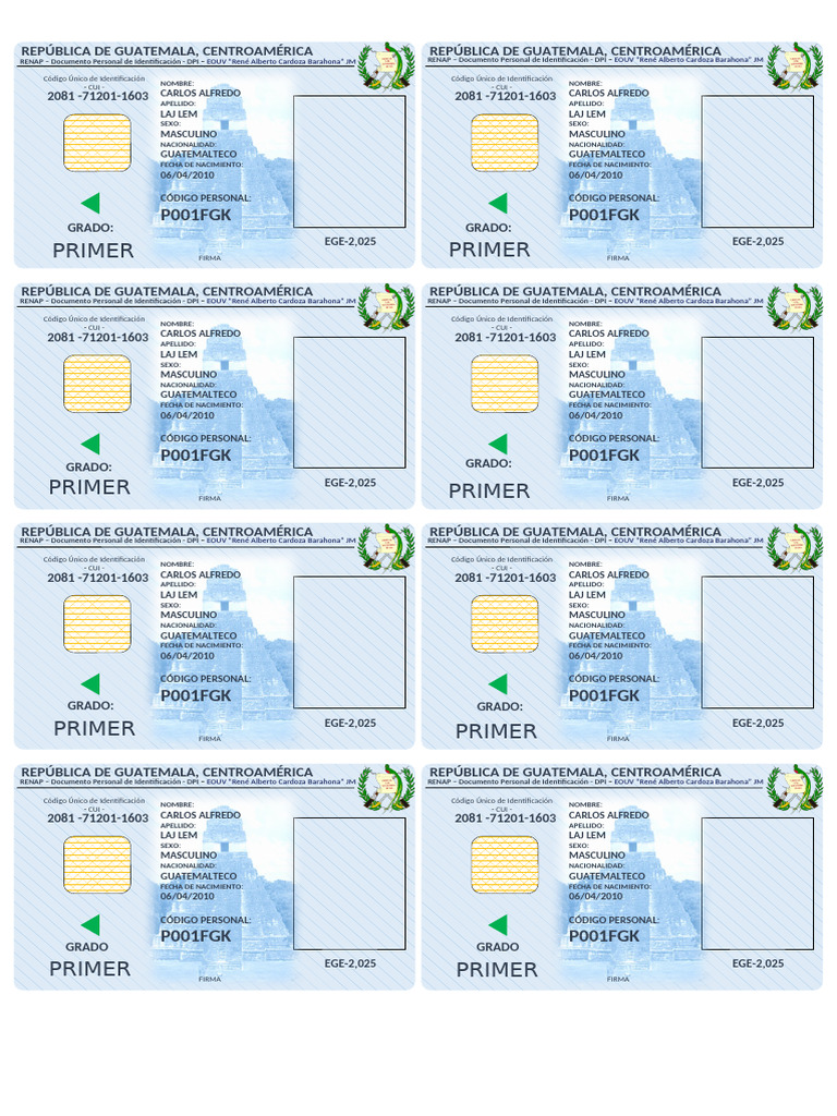 Modelo de Carnet 2025 Varones | PDF | Guatemala
