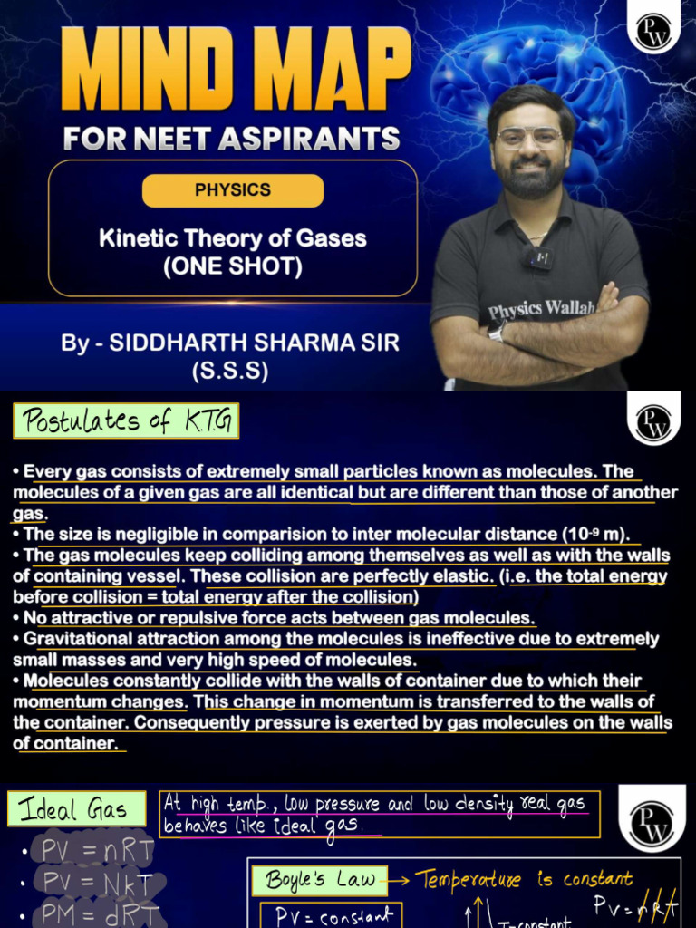 Kinetic Theory of Gases - Class Notes - NEET Mind Map 2025 | PDF