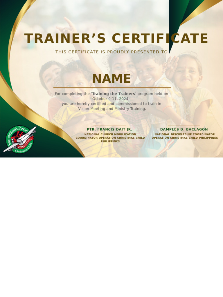 Trainer’s Certificate for OCC Program | PDF