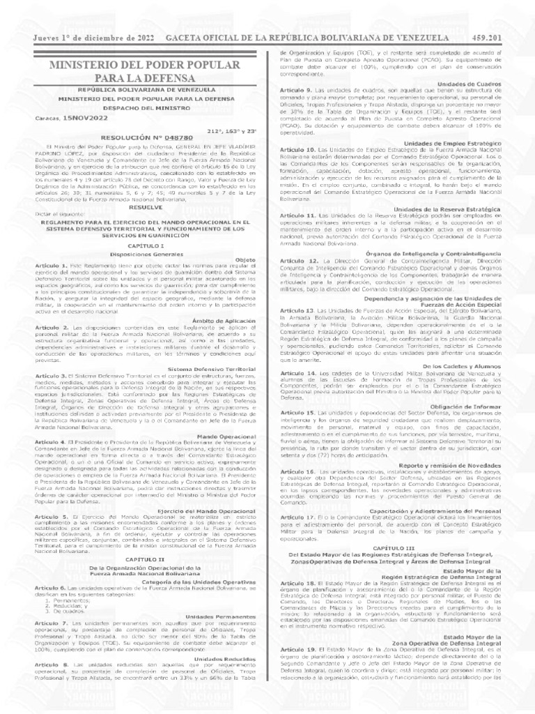 10.- REGLAMENTO DEL EJERCICIO MANDO OPERACIONAL | PDF