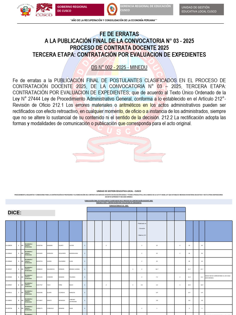 Fe de Erratas - Conv 03 - Ebr | PDF | Maestros | Business