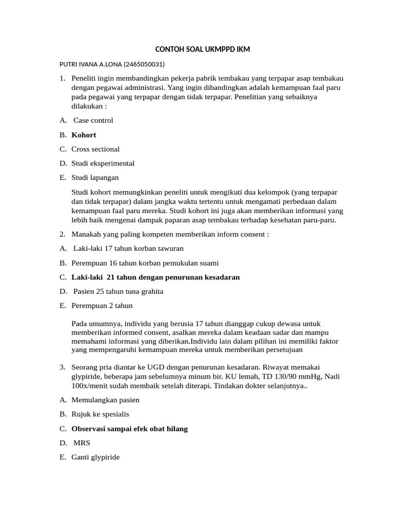 Contoh Soal Ukmppd | PDF