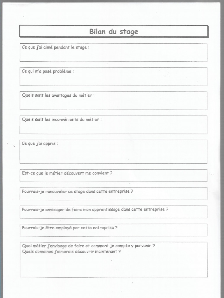 Bilan Du Stage | PDF