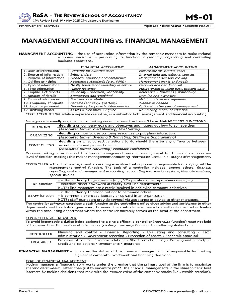 Management vs. Financial Accounting Guide | PDF | Financial Accounting ...