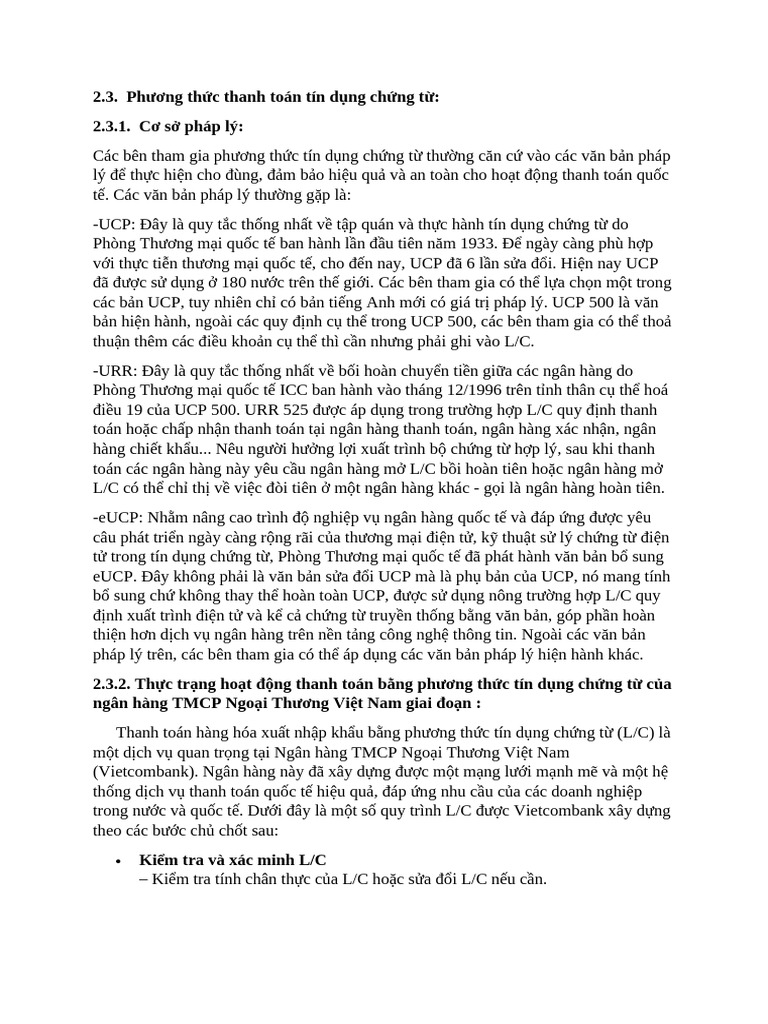 2.3.phương TH C Thanh Toán Tín D NG CH NG T VCB | PDF