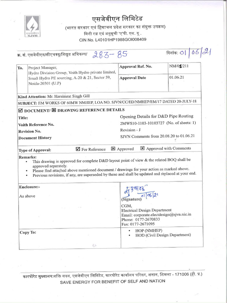 D&D Pipe Routing - Drawing with approval letter | PDF