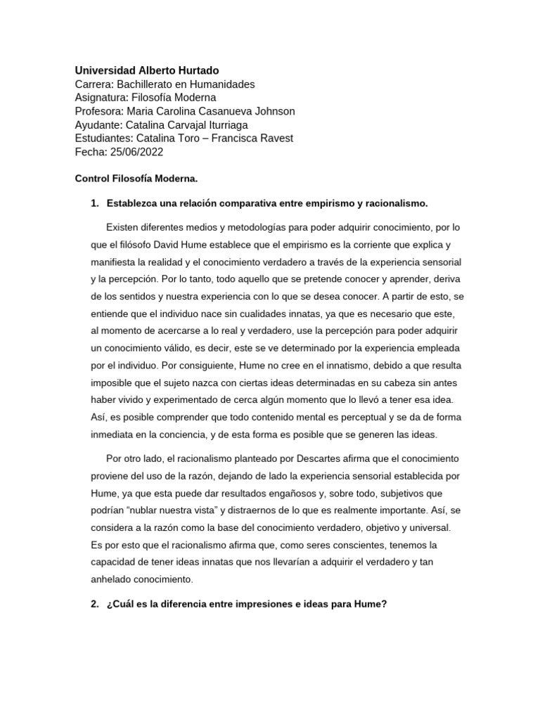 Control2 Filo Moderna | PDF | A priori y a posteriori | Conocimiento