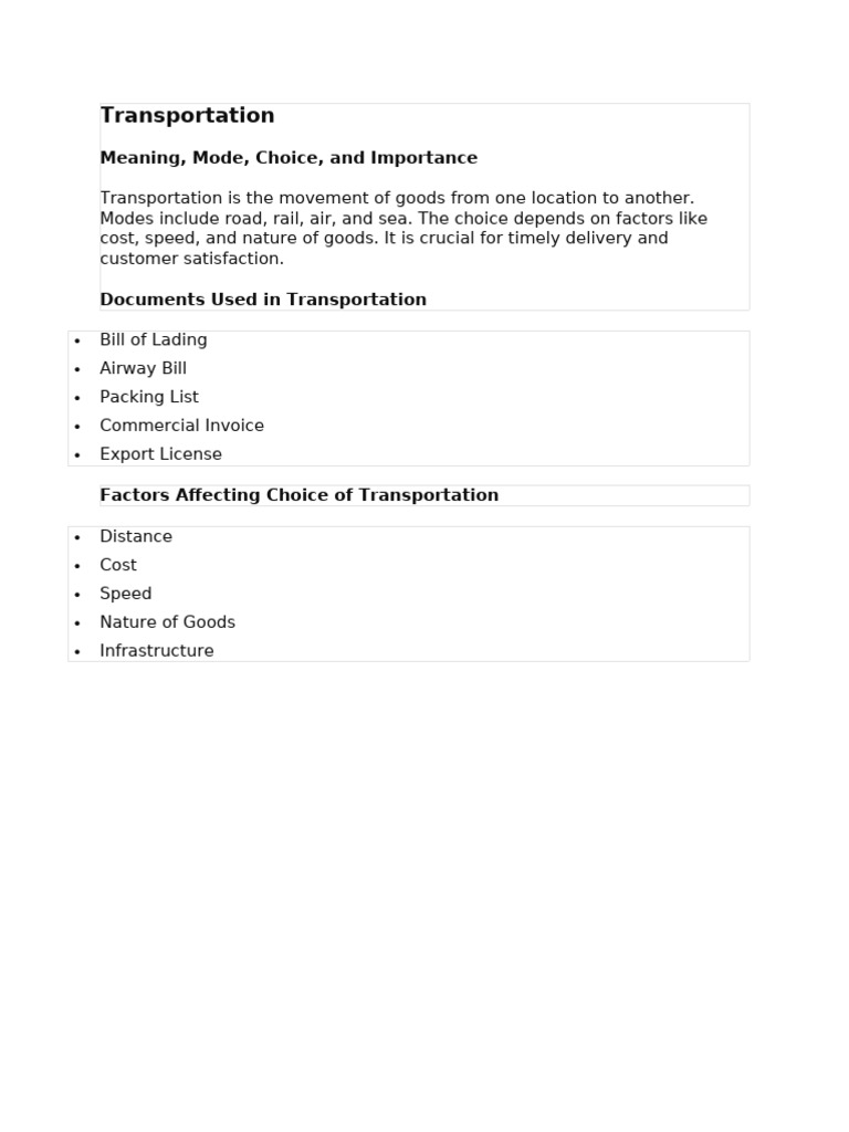 Understanding Transportation Modes | PDF