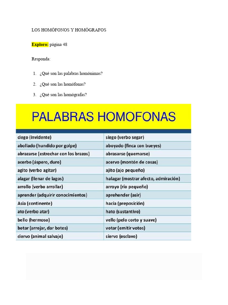 Los Homófonos y Homógrafos | PDF | Verbo | Lingüística