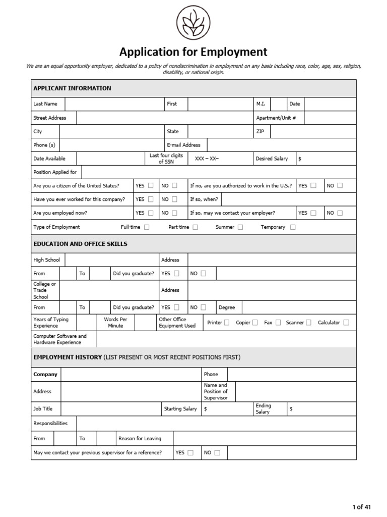 1. Application for Employment | PDF | Employment | Computing