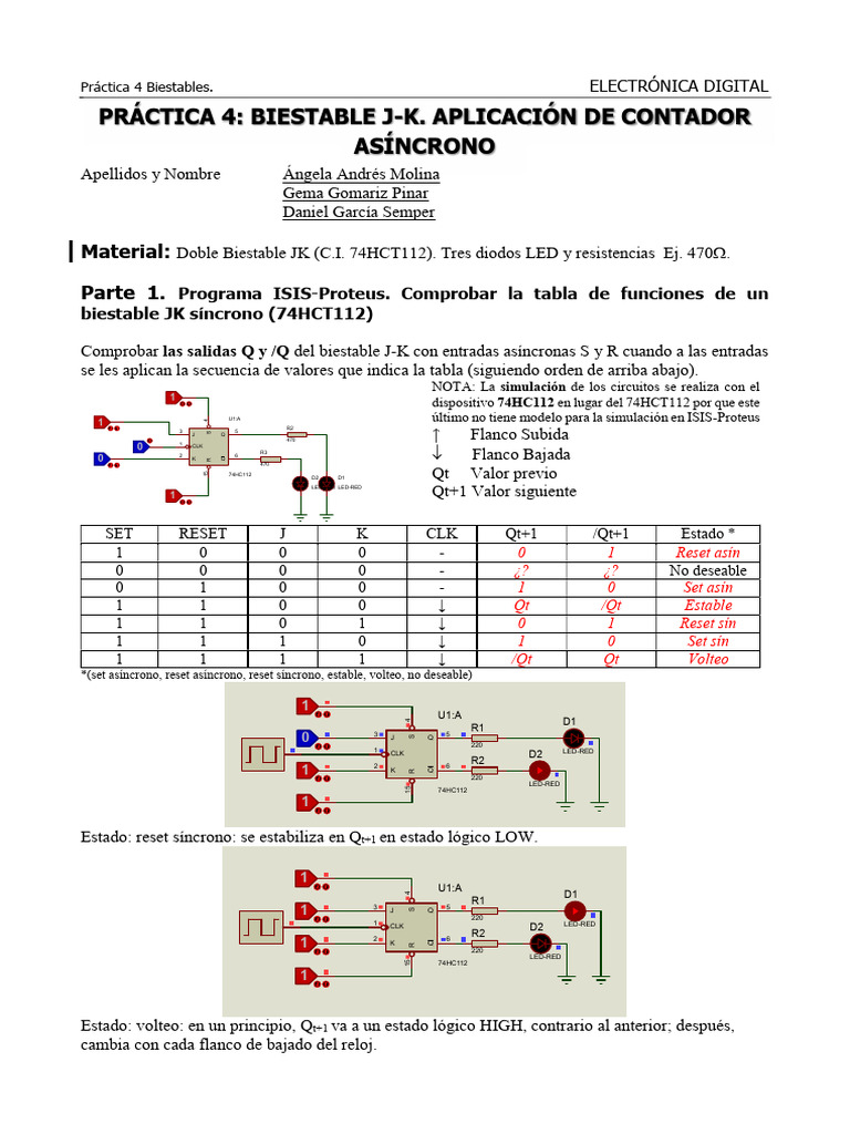 PRÁCTICA 4. Biestables | PDF | Electricidad | Tecnología de información ...