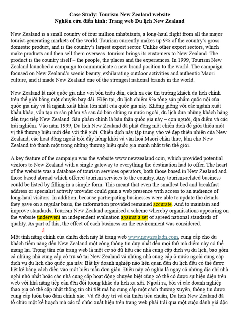 Case Study - Tourism New Zealand Website - DICH | PDF