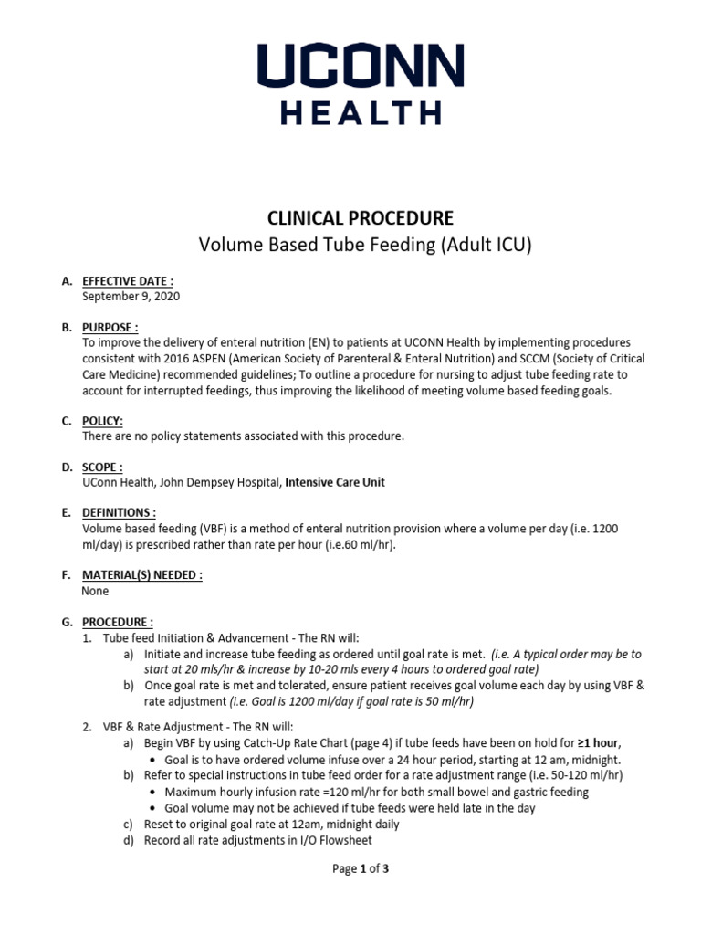 Volume Based Feeding Procedure | PDF | Intensive Care Medicine ...