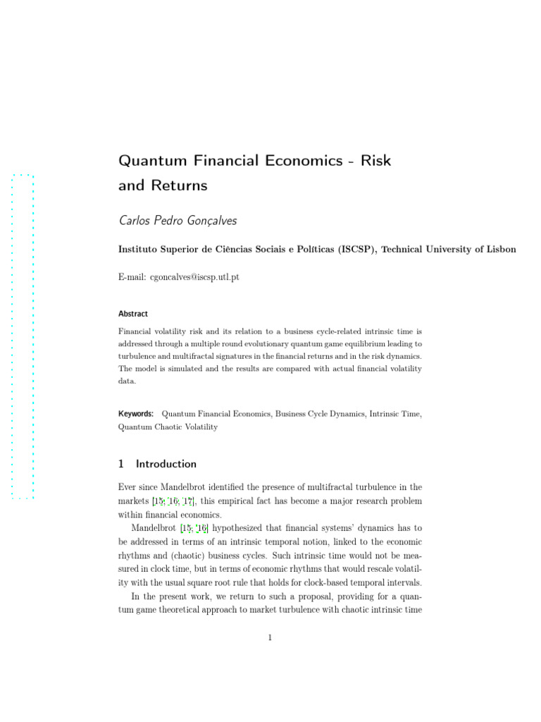 Quantum_Financial_Economics_Risk_and_Ret | PDF | Financial Economics ...