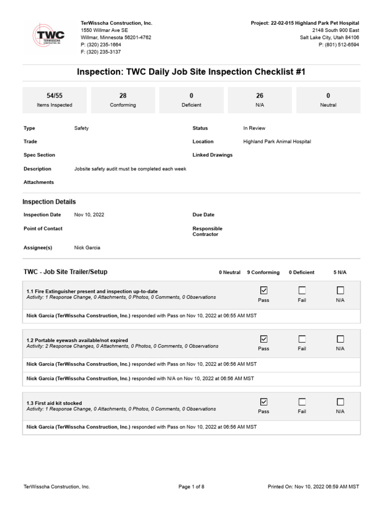 22-02-015-Highland Park Pet Hospital-1-TWC Daily Job Site Inspection ...