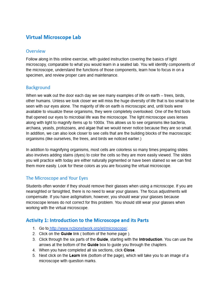 Virtual Microscope Lab | PDF | Glass Engineering And Science | Optics