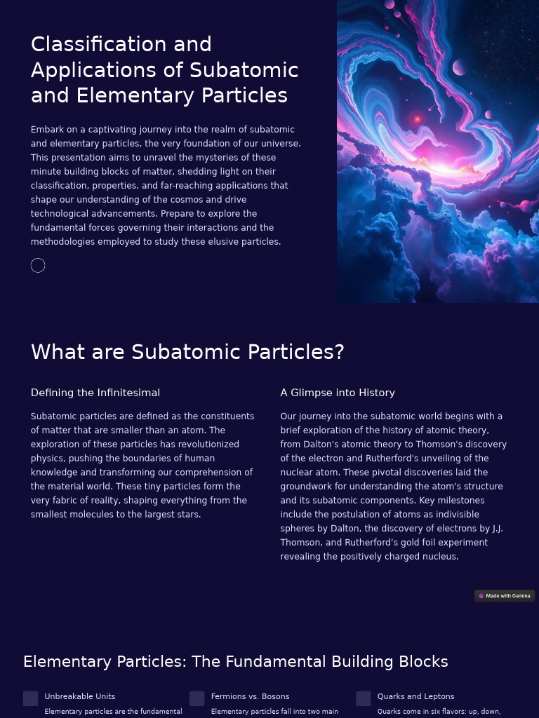 Classification and Applications of Subatomic and Elementary Particles | PDF | Elementary ...