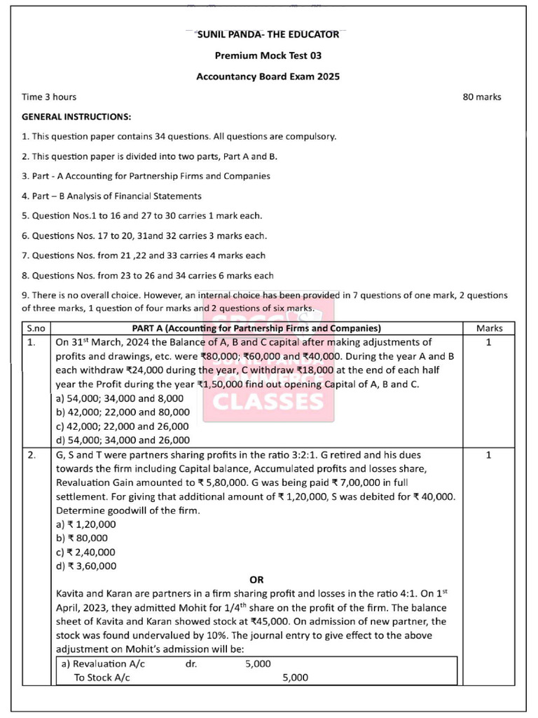 SPCC Mock 3 Acc 2025 | PDF