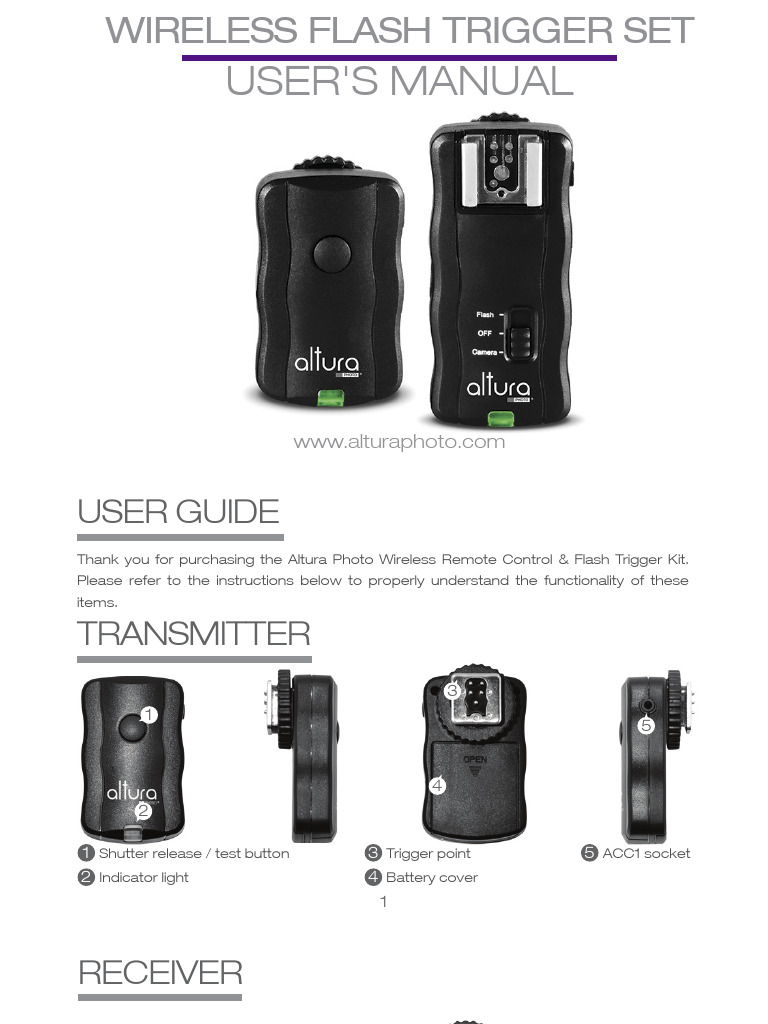 Altura-Photo-Wireless-Flash-Trigger-and-remote_v2 | PDF | Flash ...