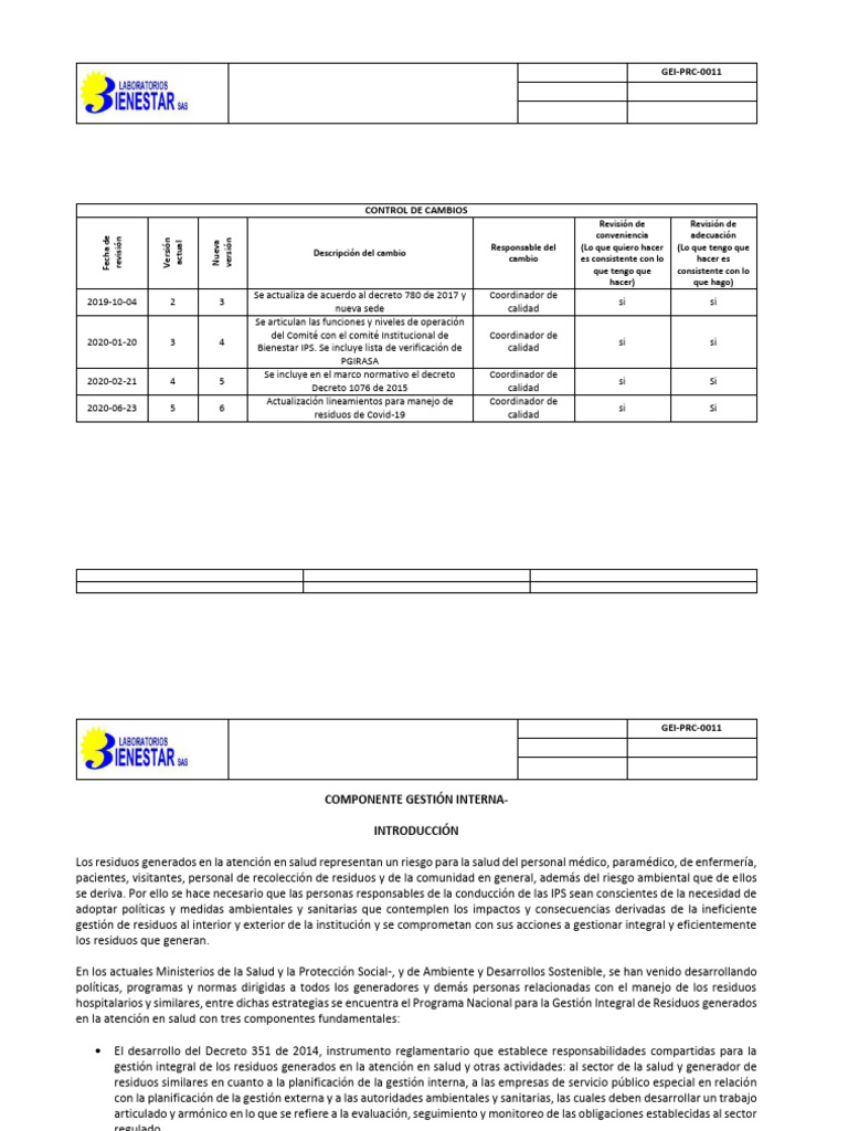 PLAN DE GESTIÓN INTEGRAL DE RESIDUOS HOSPITALARIOS Y SIMILARES ADVANCED | PDF | Residuos ...