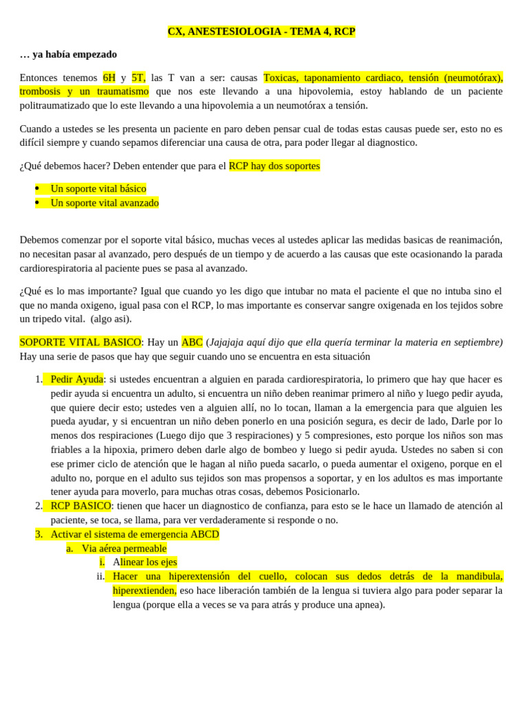 TEMA 4 RCP | PDF | Reanimación cardiopulmonar | Medicina Interna