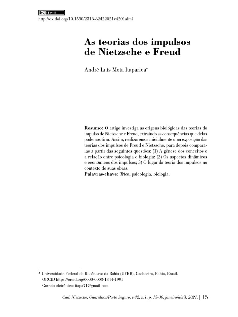 Freud e Nietzsche Impulsos | PDF | Sigmund Freud | Psicologia