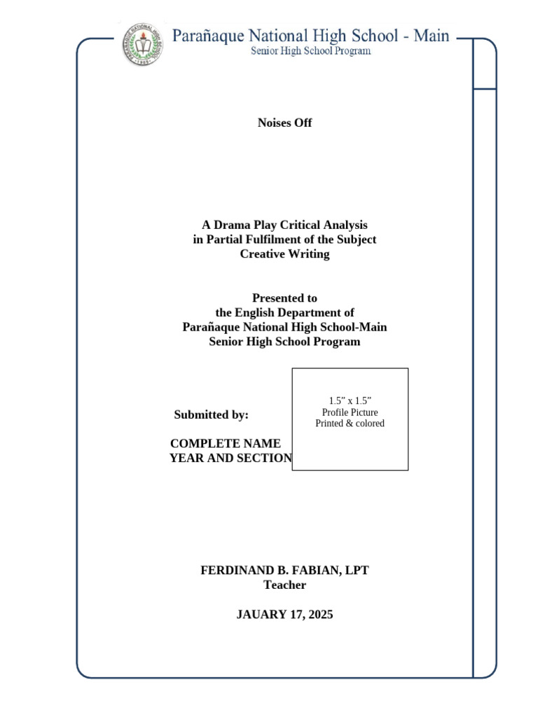 DRAMA-PLAY-ANALYSIS-TEMPLATE (1) | PDF | Chaos Theory | Humour
