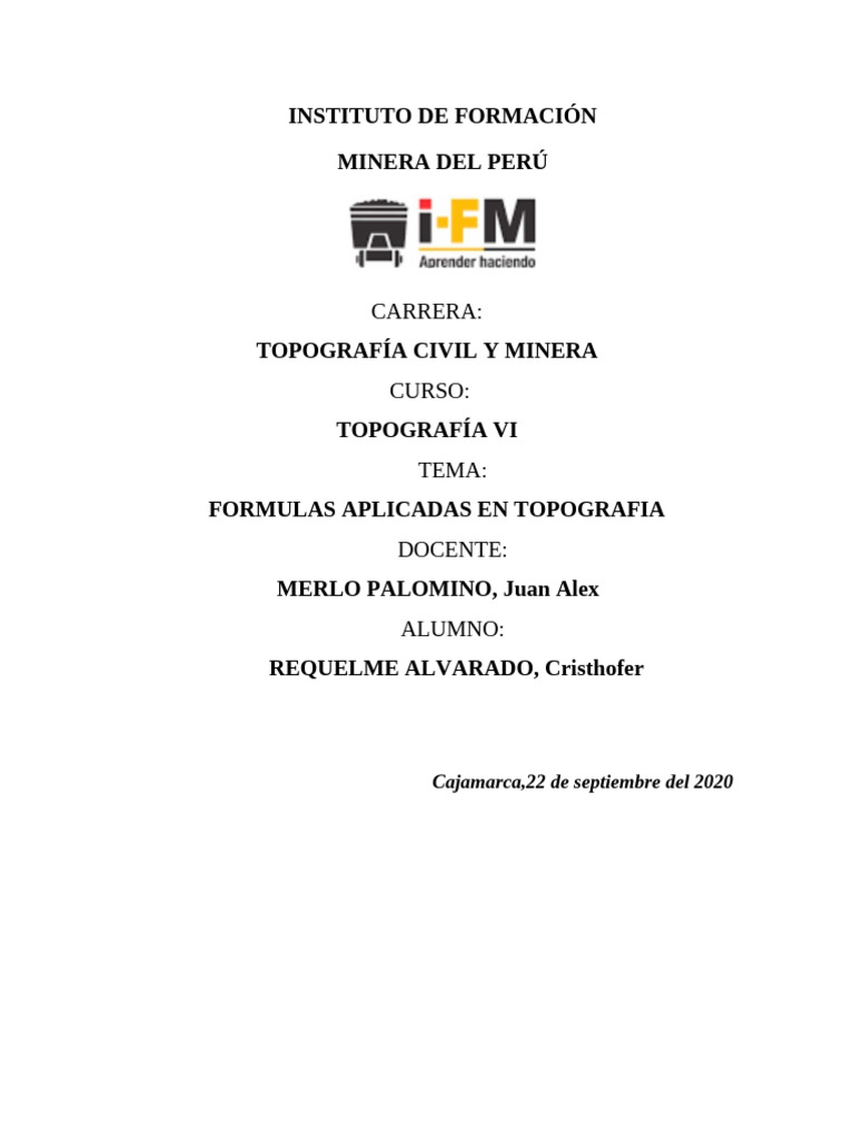 Fórmulas Clave en Topografía Civil | PDF