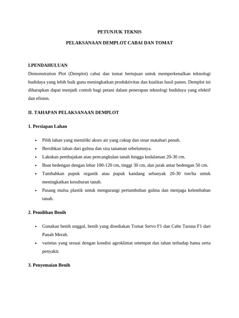 Panduan Demplot Cabai dan Tomat | PDF