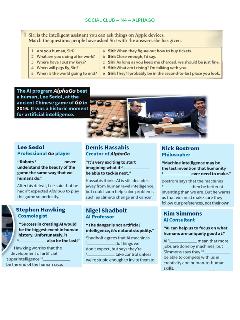 N4 AlphaGo Worksheet | PDF